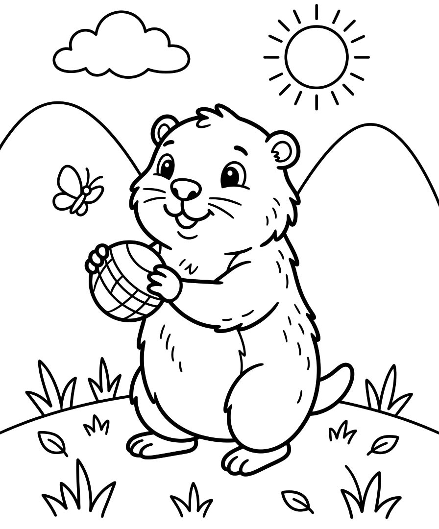 Planse de Colorat cu Marmota - Desene de Colorat