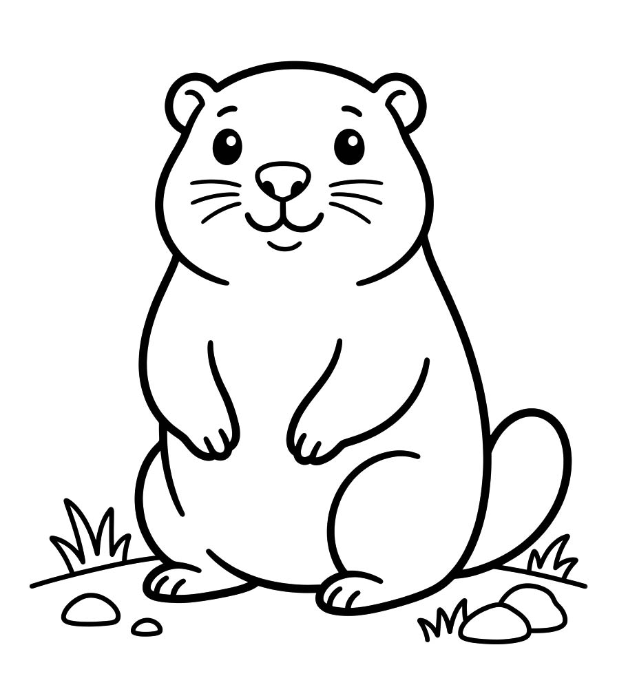 Planse de Colorat cu Marmota - Desene de Colorat